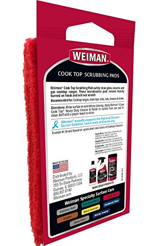 Weiman Cook Top Scrubbing Pads, 3 Count, 2 Pack Cuts Through the Toughest Stains - Scrubbing Pads Carefully Wipe Away Residue