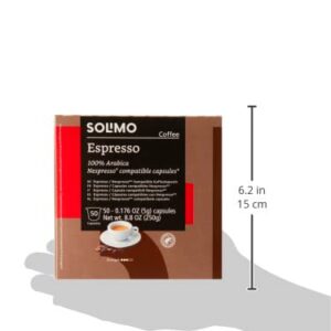 Amazon Brand - Solimo Espresso Capsules 50 CT, Compatible with Nespresso Original Brewers