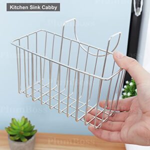 PlumBoss Sponge Holder for Kitchen, Stainless Steel Rust Proof Caddy Dish Draining Sink Basket, LARGE