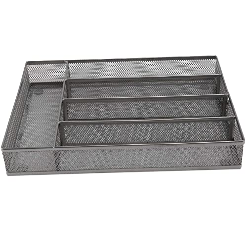 Sudemota Kitchen Drawer Organizer | 5 Compartments Utensil Mesh Trays - 12.57" x 9.23" No-Slipping Drawer Organization for Office