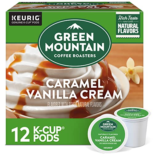 Green Mountain Coffee Roasters Caramel Vanilla Cream, Single-Serve Keurig K-Cup Pods, Flavored Light Roast Coffee, 12 Count (Pack of 6)