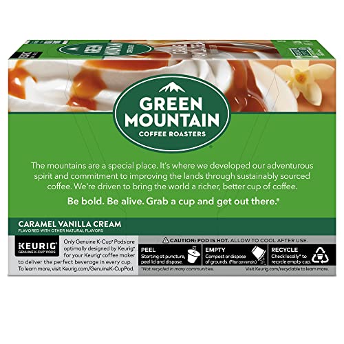 Green Mountain Coffee Roasters Caramel Vanilla Cream, Single-Serve Keurig K-Cup Pods, Flavored Light Roast Coffee, 12 Count (Pack of 6)