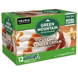 Green Mountain Coffee Roasters Caramel Vanilla Cream, Single-Serve Keurig K-Cup Pods, Flavored Light Roast Coffee, 12 Count (Pack of 6)