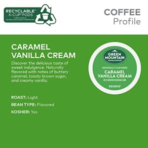 Green Mountain Coffee Roasters Caramel Vanilla Cream, Single-Serve Keurig K-Cup Pods, Flavored Light Roast Coffee, 12 Count (Pack of 6)