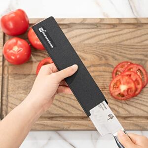 Restaurantware Sensei 8.5 x 2 Inch Knife Sleeve, 1 BPA-Free Knife Protector - Fits Santoku and Chef's Knife, Felt Lining, Black Plastic Knife Blade Guard, Durable, Cut-Proof