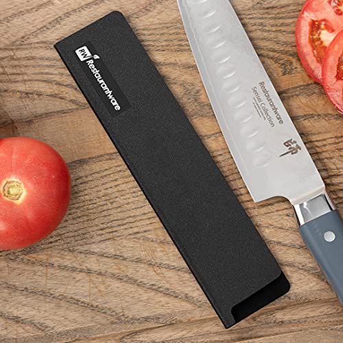 Restaurantware Sensei 8.5 x 2 Inch Knife Sleeve, 1 BPA-Free Knife Protector - Fits Santoku and Chef's Knife, Felt Lining, Black Plastic Knife Blade Guard, Durable, Cut-Proof