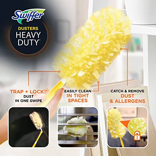 Swiffer Dusters Heavy Duty Extender Handle Starter Kit (1 Handle, 12 Dusters)