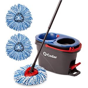 o-cedar easywring rinseclean microfiber spin mop & bucket floor cleaning system with 2 extra refills