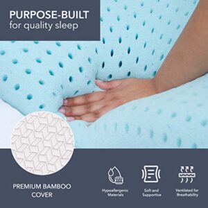 Vaverto Gel Memory Foam Pillow - Queen Size - Ventilated, Premium Bed Pillow with Washable and Bamboo Pillow Cover, Cooling, Orthopedic Sleeping, Side and Back Sleepers - College Dorm Room Essentials