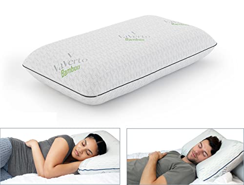 Vaverto Gel Memory Foam Pillow - Queen Size - Ventilated, Premium Bed Pillow with Washable and Bamboo Pillow Cover, Cooling, Orthopedic Sleeping, Side and Back Sleepers - College Dorm Room Essentials