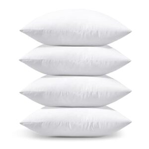 otostar pack of 4 throw pillow inserts, 18 x 18 square cushion inner soft fluffy plump stuffer cushion pads white decorative pillow inserts