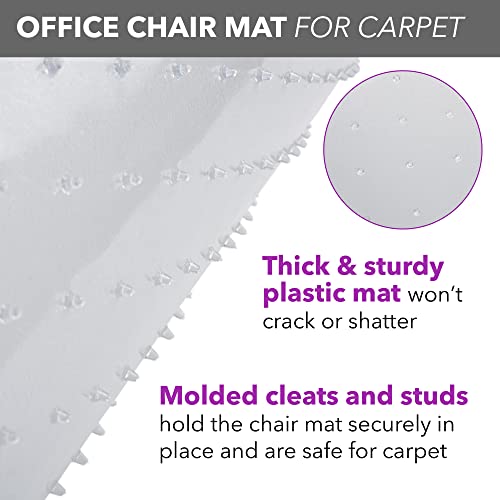 OFM Office Chair Mat for Carpet – Computer Desk Chair Mat for Carpeted Floors – Easy Glide Rolling Plastic Floor Mat for Office Chair on Carpet for Work, Home, Gaming with Extended Lip (36” x 48”)