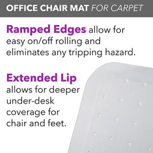 OFM Office Chair Mat for Carpet – Computer Desk Chair Mat for Carpeted Floors – Easy Glide Rolling Plastic Floor Mat for Office Chair on Carpet for Work, Home, Gaming with Extended Lip (36” x 48”)