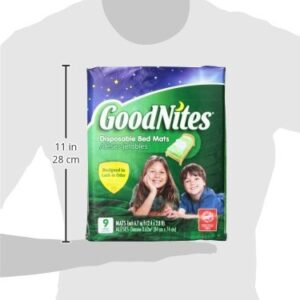 Goodnites Disposable Bed Mats for Bedwetting, 2.4 x 2.8 ft, 36 Ct (4 Packs of 9)