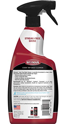 Weiman Cooktop Cleaner for Daily Use (2 Pack) Streak Free, Residue Free, Non-Abrasive Formula - 22 Ounce