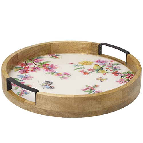 Gourmet Basics by Mikasa Birds Butterflies Lazy Susan Serve Tray, 14 Inch, Multicolored