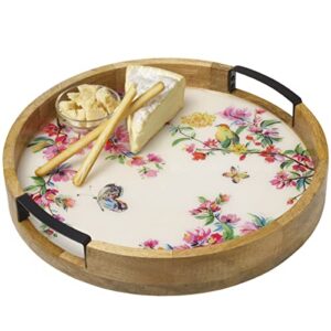 Gourmet Basics by Mikasa Birds Butterflies Lazy Susan Serve Tray, 14 Inch, Multicolored