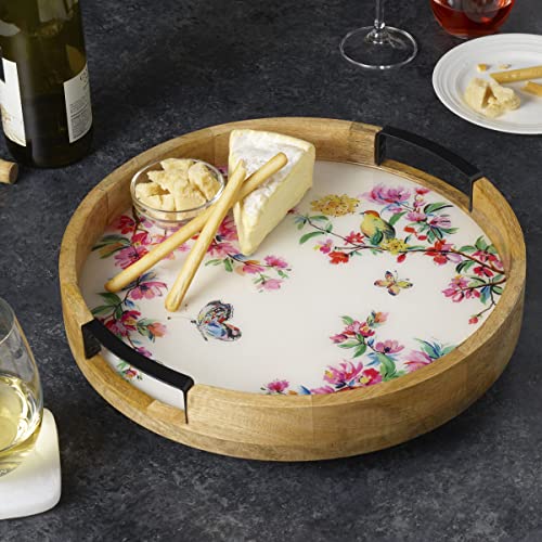 Gourmet Basics by Mikasa Birds Butterflies Lazy Susan Serve Tray, 14 Inch, Multicolored