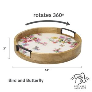 Gourmet Basics by Mikasa Birds Butterflies Lazy Susan Serve Tray, 14 Inch, Multicolored