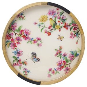 Gourmet Basics by Mikasa Birds Butterflies Lazy Susan Serve Tray, 14 Inch, Multicolored