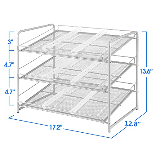 Vontreux Stackable Can Rack Organizer, Mesh Can Storage Dispenser for Kitchen Cabinet or Pantry, Silver