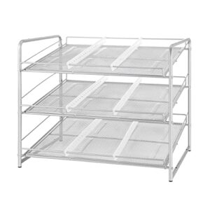 Vontreux Stackable Can Rack Organizer, Mesh Can Storage Dispenser for Kitchen Cabinet or Pantry, Silver