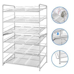 Vontreux Stackable Can Rack Organizer, Mesh Can Storage Dispenser for Kitchen Cabinet or Pantry, Silver