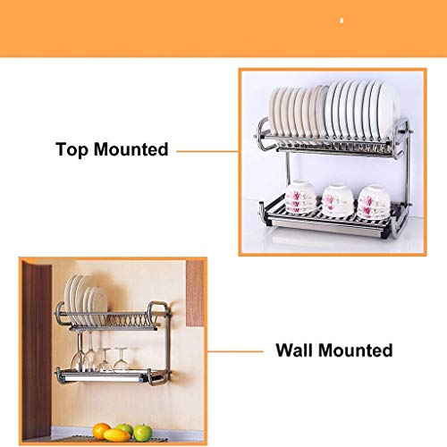 SDGH Steel Kitchen Dish Rack - Drain Kitchen Rack Wall Hanging Wall Hanging Dishware Storage Rack