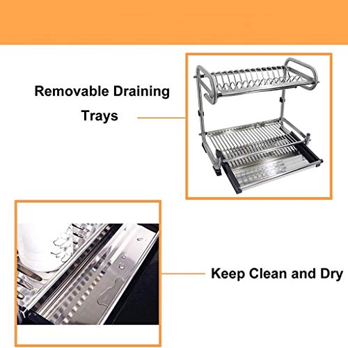 SDGH Steel Kitchen Dish Rack - Drain Kitchen Rack Wall Hanging Wall Hanging Dishware Storage Rack