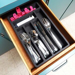 polar whale flatware silverware drawer organizer for rv and campers cutlery forks knives spoons non-slip waterproof compact tray insert 9.5 x 14.9 x 2 inch 6 slot great for home kitchen