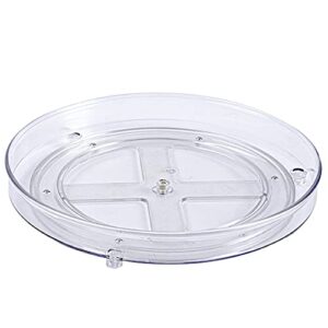 lazy susan rotating kitchen turntable food storage spinning organizer container for countertop, cabinet, pantry, fridge, cupboard, vanity, office, baking supplies, spices, condiments – 10.5″ clear