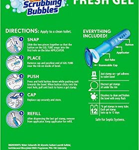 Scrubbing Bubbles Fresh Gel Toilet Cleaning Stamp, Rainshower, Dispenser with 24 Gel Stamps, 5.36 oz