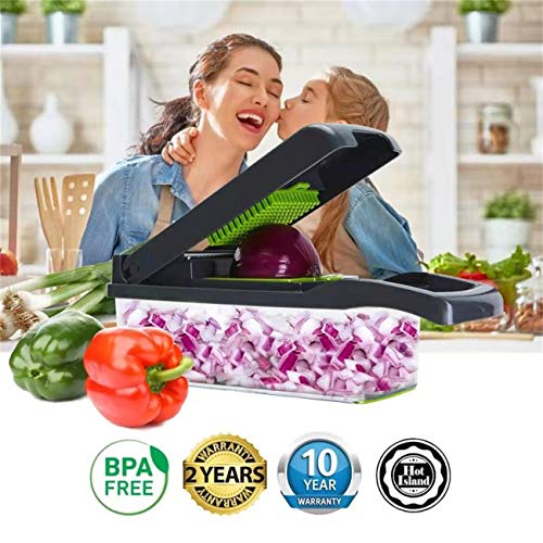 Vegetable Chopper, Onion Chopper, Mandolin Slicer,Pro 10 in 1professional food Choppermultifunctional Vegetable Chopper and Slicer, Dicing Machine, AdjustableVegetable Cutter With Container(grey)