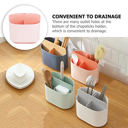 Luxshiny Kitchen Utensil Holder 4 Compartments Kitchen Countertop Organizer Cooking Utensil Caddy with Drainage Hole for Countertop Pink