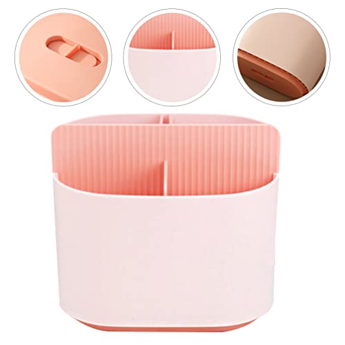 Luxshiny Kitchen Utensil Holder 4 Compartments Kitchen Countertop Organizer Cooking Utensil Caddy with Drainage Hole for Countertop Pink