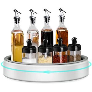 beyoung lazy susan organizer, round plastic clear rotating turntable organization & storage container bins for cabinet, pantry, fridge, countertop, kitchen, vanity – spinning organizer for spices