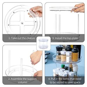 2 Tier Lazy Susan Plastic Clear 360° Spinning Organization & Storage Container Bin 9.25 inch Round Turntable Condiment Spice Rack for Cabinet Pantry Countertop Kitchen Fridge Vanity Bathroom Makeup