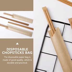 Cabilock 500Pcs Disposable Chopsticks Bags Paper Cutlery Holder for Kitchen Restaurant Spoon Chopsticks Flatware Holder Sleeve