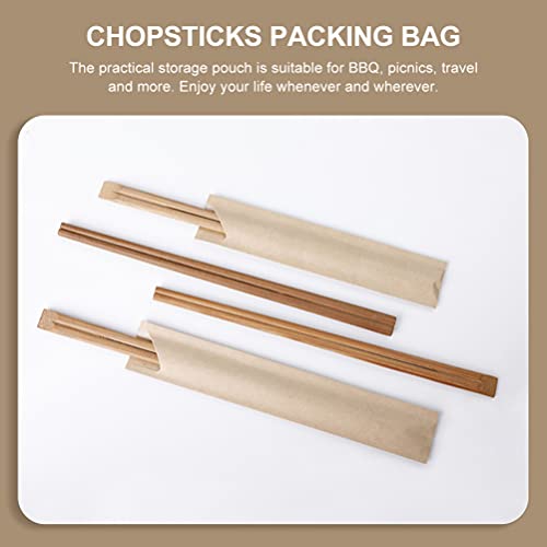 Cabilock 500Pcs Disposable Chopsticks Bags Paper Cutlery Holder for Kitchen Restaurant Spoon Chopsticks Flatware Holder Sleeve