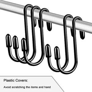 40 Pack 2.5 Inch Small S Hooks Hanging for Kitchen Pan Pot Rack, Heavy Duty S Hooks for Hanging Pots and Pans , Shelving, Garage, Grid Wall, Storage Racks, Bakers Racks, Bathroom (Black)