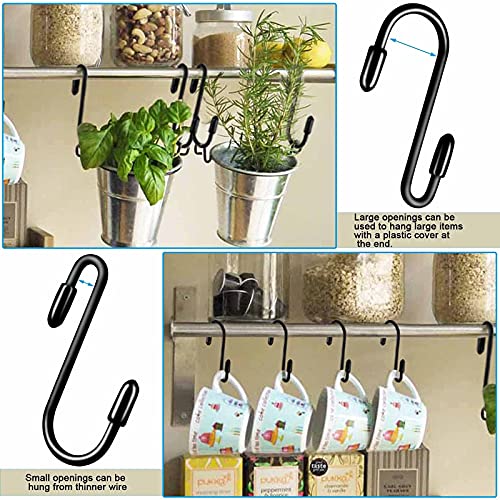 40 Pack 2.5 Inch Small S Hooks Hanging for Kitchen Pan Pot Rack, Heavy Duty S Hooks for Hanging Pots and Pans , Shelving, Garage, Grid Wall, Storage Racks, Bakers Racks, Bathroom (Black)