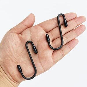 40 Pack 2.5 Inch Small S Hooks Hanging for Kitchen Pan Pot Rack, Heavy Duty S Hooks for Hanging Pots and Pans , Shelving, Garage, Grid Wall, Storage Racks, Bakers Racks, Bathroom (Black)