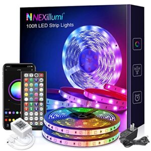 nexillumi 100 ft led lights for bedroom with remote color changing led strip lights