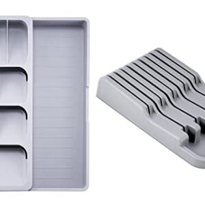 SOMIER Expandable Cutlery Tray Kitchen Drawer Organizer and In-Drawer Knife Holder