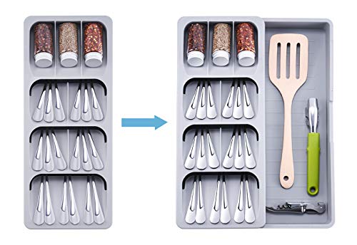 SOMIER Expandable Cutlery Tray Kitchen Drawer Organizer and In-Drawer Knife Holder