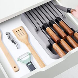 SOMIER Expandable Cutlery Tray Kitchen Drawer Organizer and In-Drawer Knife Holder