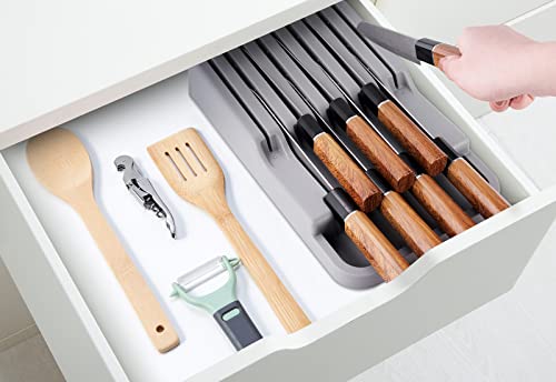 SOMIER Expandable Cutlery Tray Kitchen Drawer Organizer and In-Drawer Knife Holder