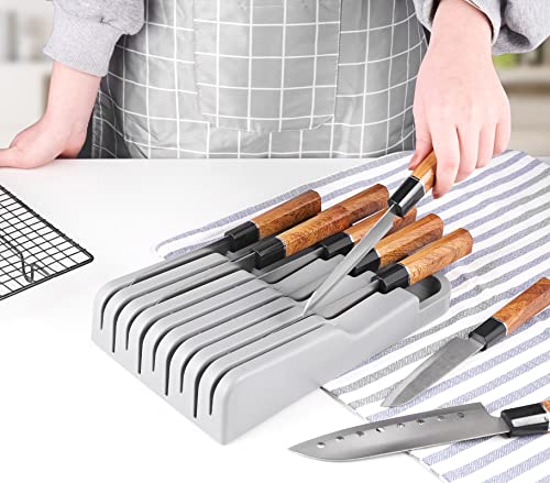 SOMIER Expandable Cutlery Tray Kitchen Drawer Organizer and In-Drawer Knife Holder