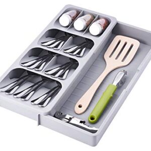 SOMIER Expandable Cutlery Tray Kitchen Drawer Organizer and In-Drawer Knife Holder