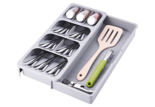 SOMIER Expandable Cutlery Tray Kitchen Drawer Organizer and In-Drawer Knife Holder